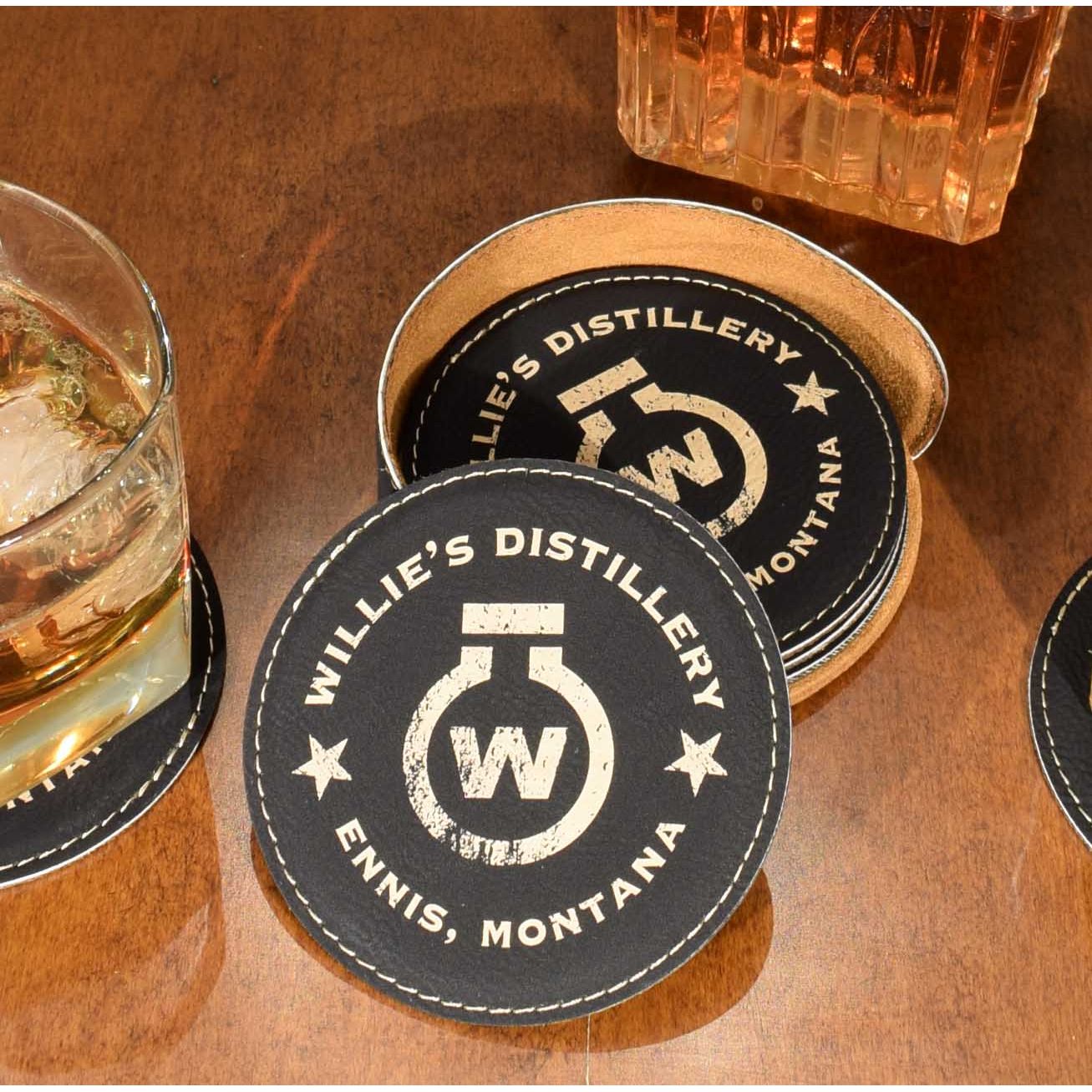 Gift Shop Products :: Coasters :: Round Leatherette Coaster Set